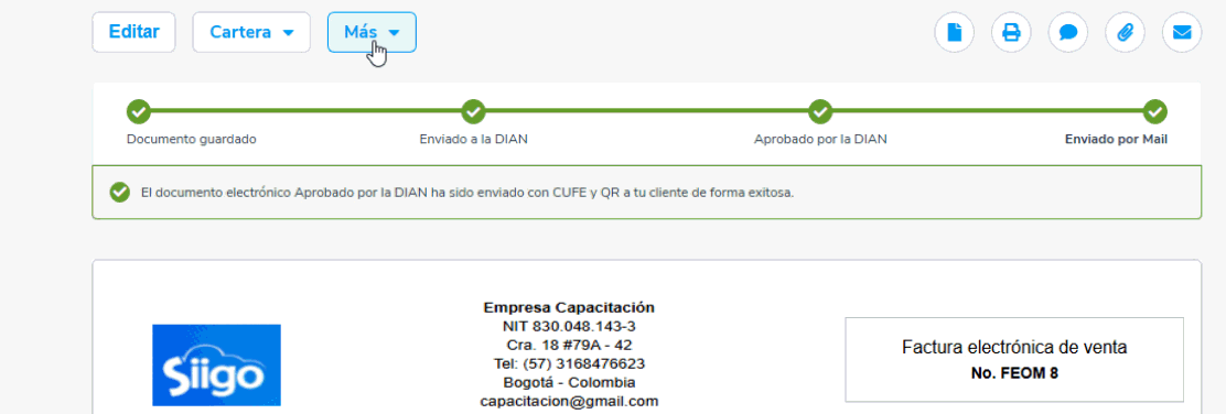 Actualizar factura electrónica sin CUFE y QR - Portal de Clientes Siigo ...
